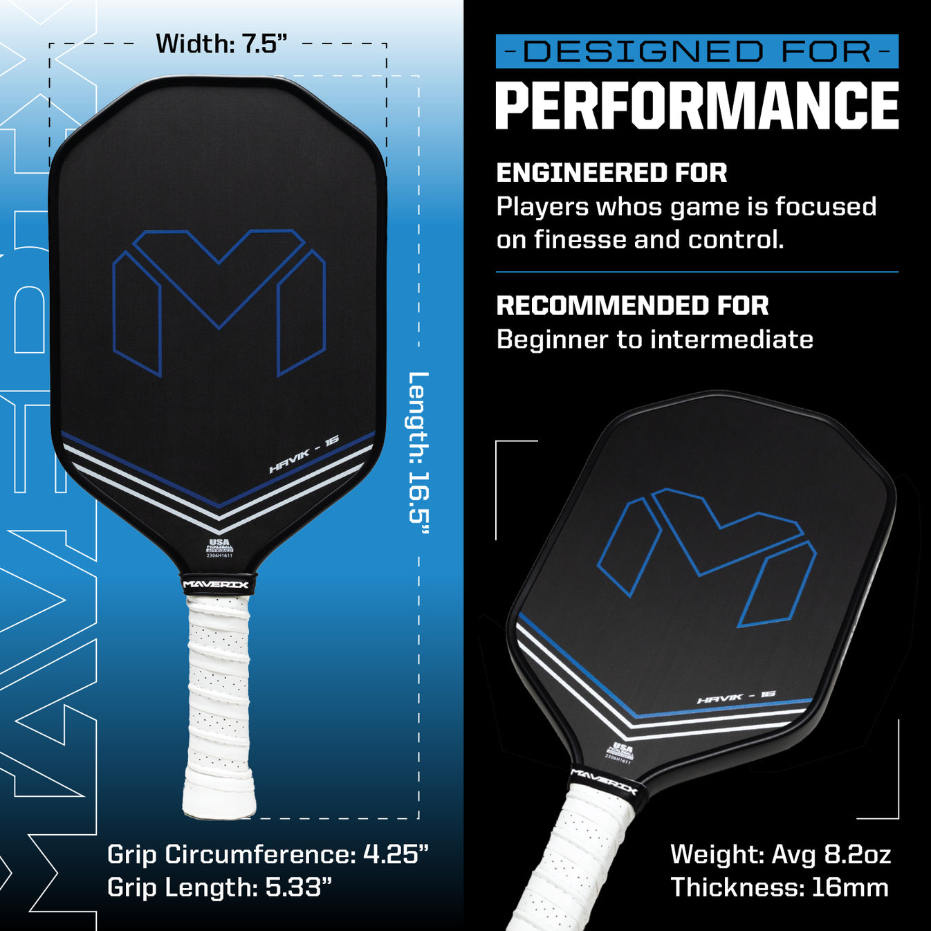 Havik - 16 CONTROL – Maverix Pickleball